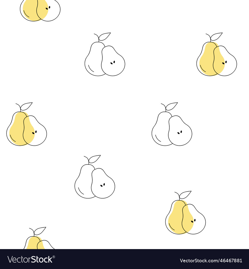 Pears seamless pattern one line doodle Royalty Free Vector