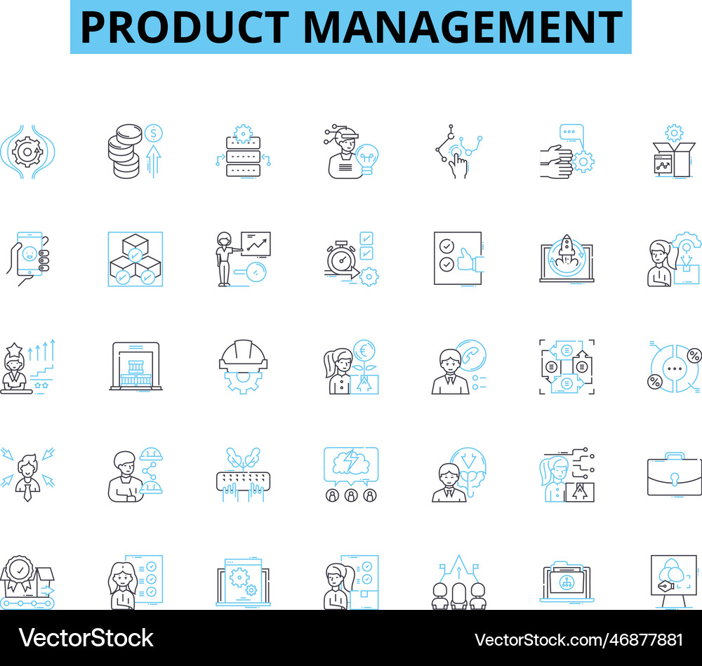 Product management linear icons set strategy Vector Image