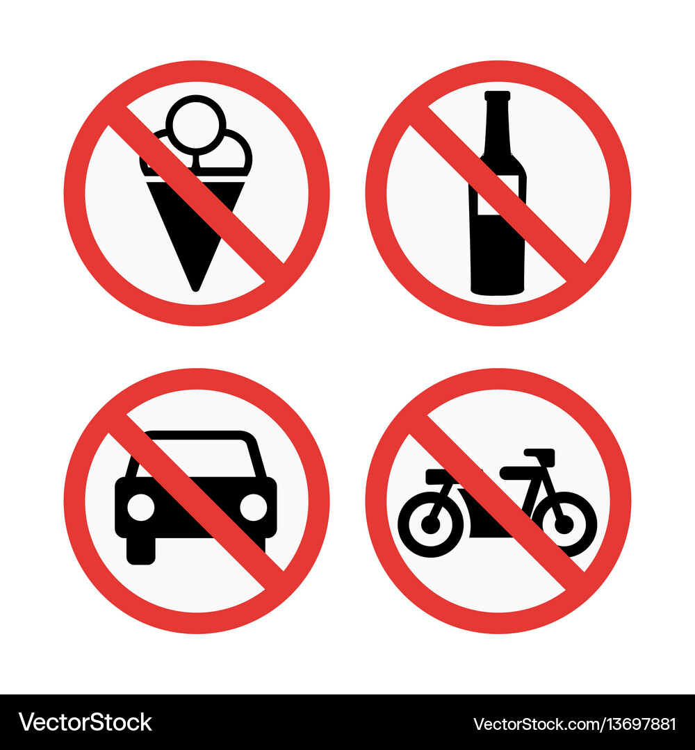 Prohibition signs set safety information Vector Image