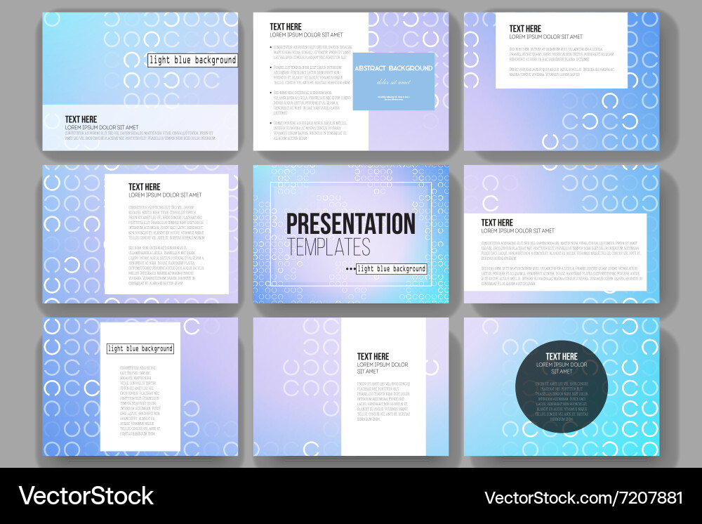 Set of 9 templates for presentation slides Vector Image