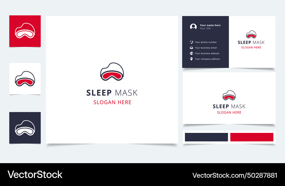 Sleep mask logo design with editable slogan Vector Image