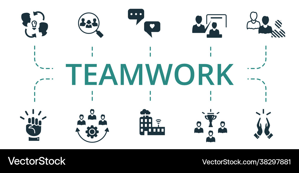 Teamwork icon set contains editable icons team Vector Image