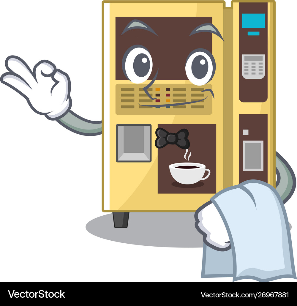 Waiter coffee vending machine in a karakter Vector Image