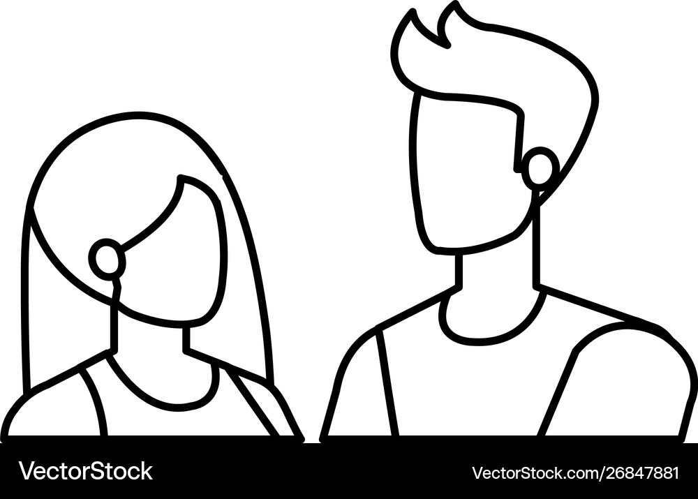Young lovers couple avatars characters Royalty Free Vector