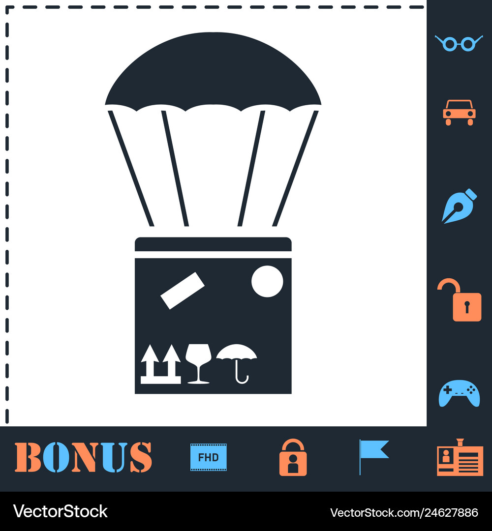 Aerial post delivery icon flat Royalty Free Vector Image
