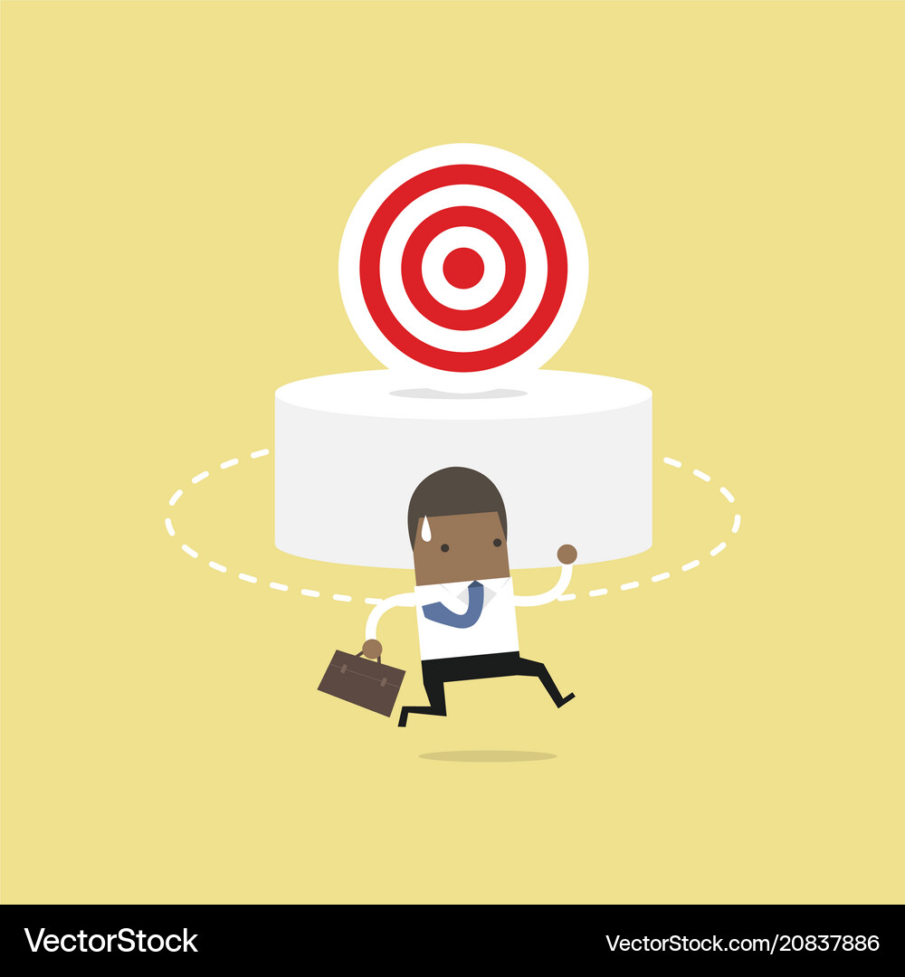 African businessman can not find target Royalty Free Vector