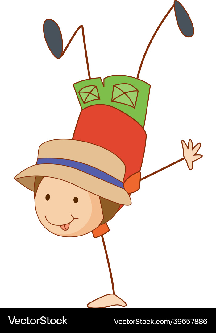 Cute boy cartoon character in doodle style Vector Image