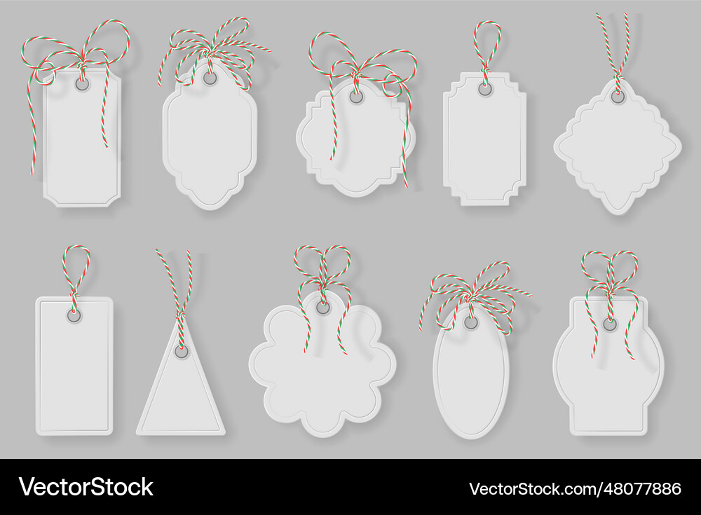 Gift tag label frame price tags with twine bows Vector Image
