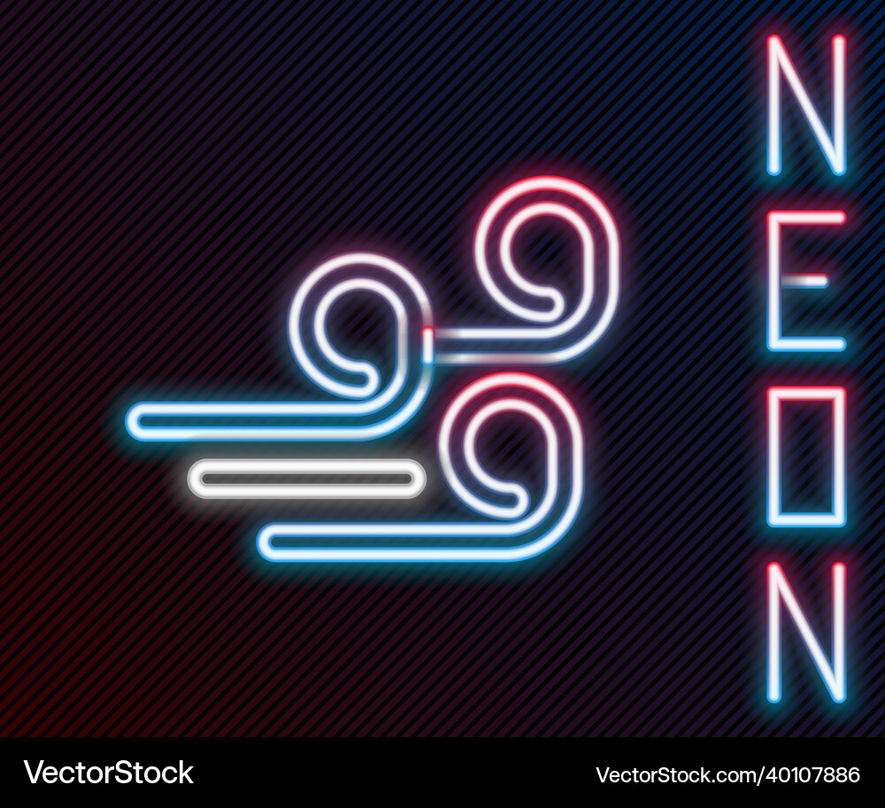 Glowing neon line windy weather icon isolated Vector Image