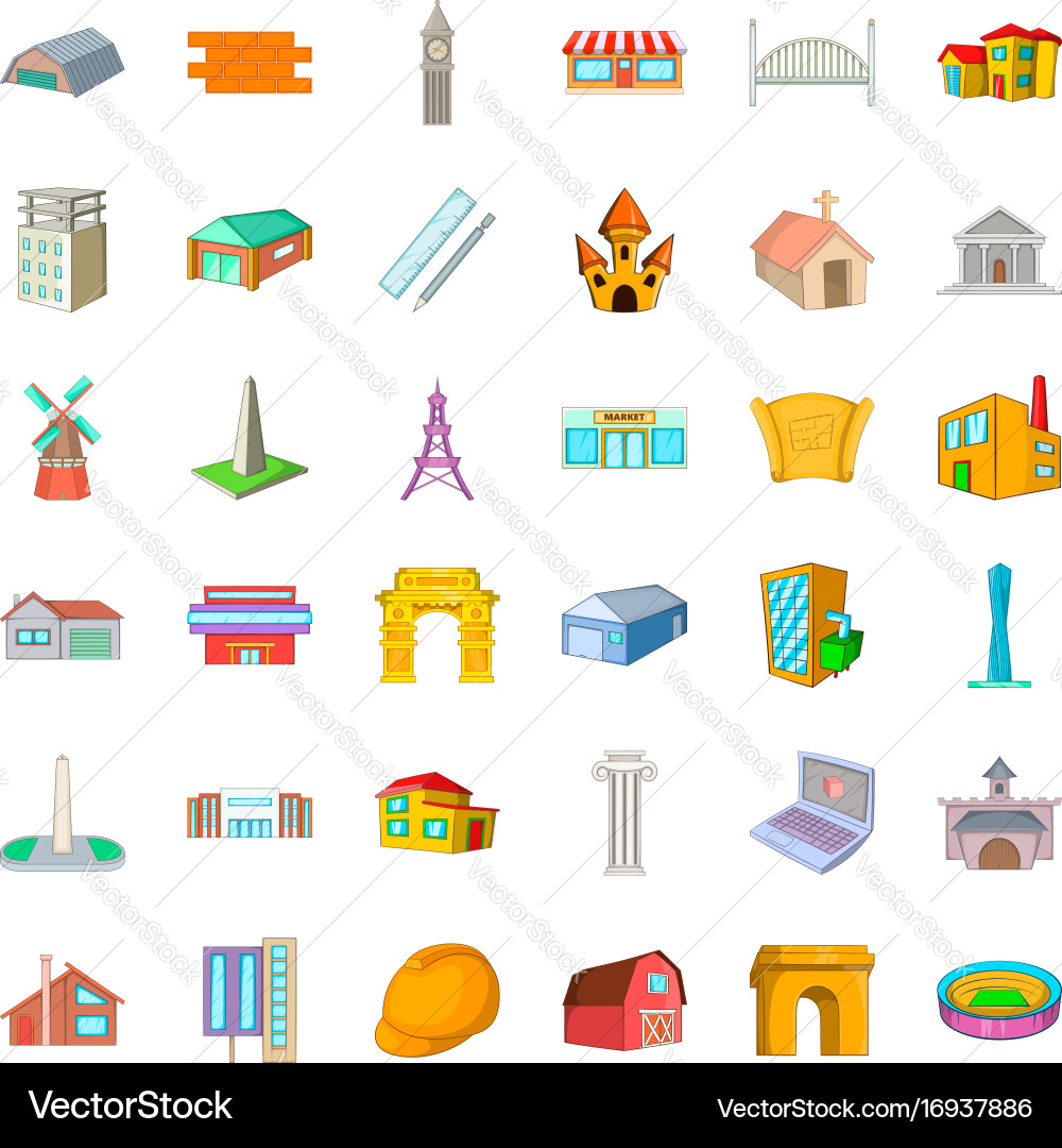 Hotel icons set cartoon style Royalty Free Vector Image