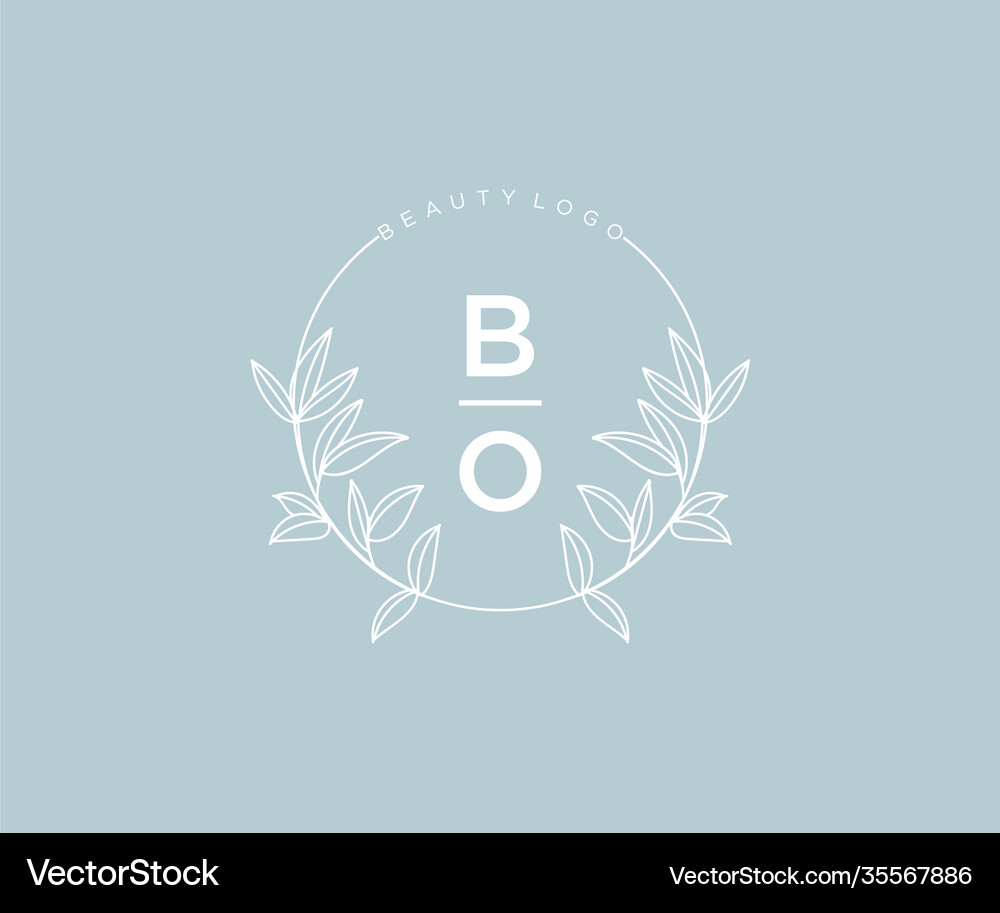 Initial bo letters beautiful floral feminine Vector Image