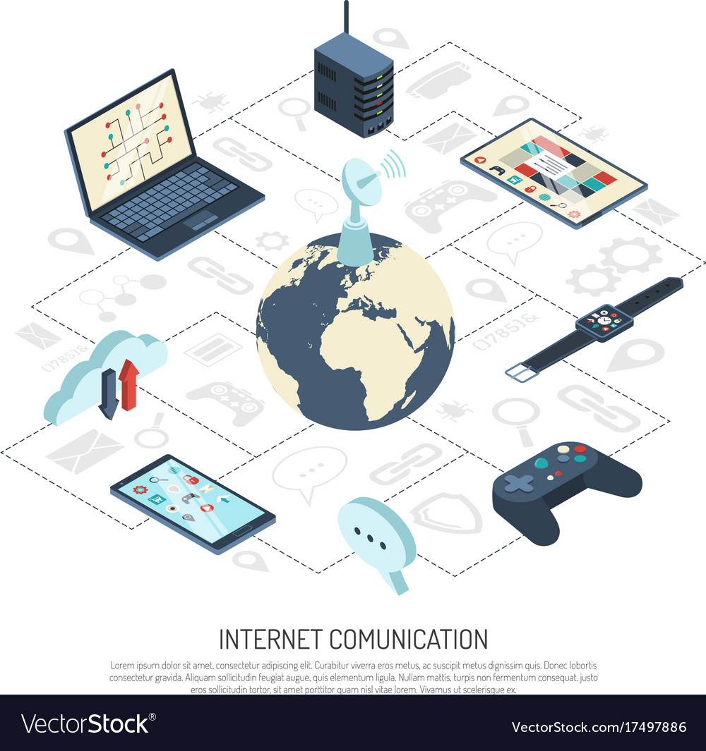 Internet of things isometric composition Vector Image
