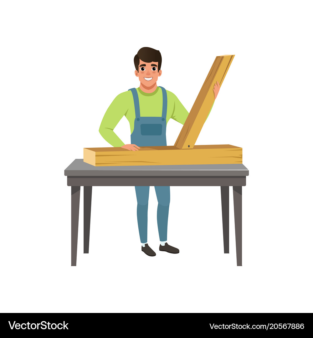 Male professional carpenter character at work Vector Image
