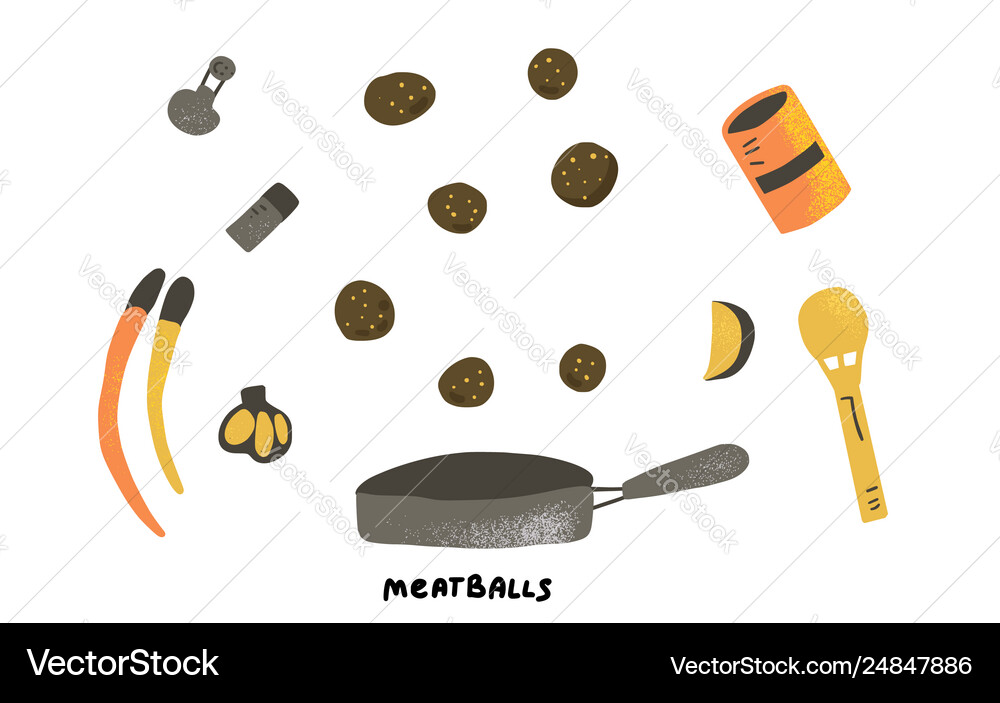 Meatballs recipe with ingredients design Vector Image