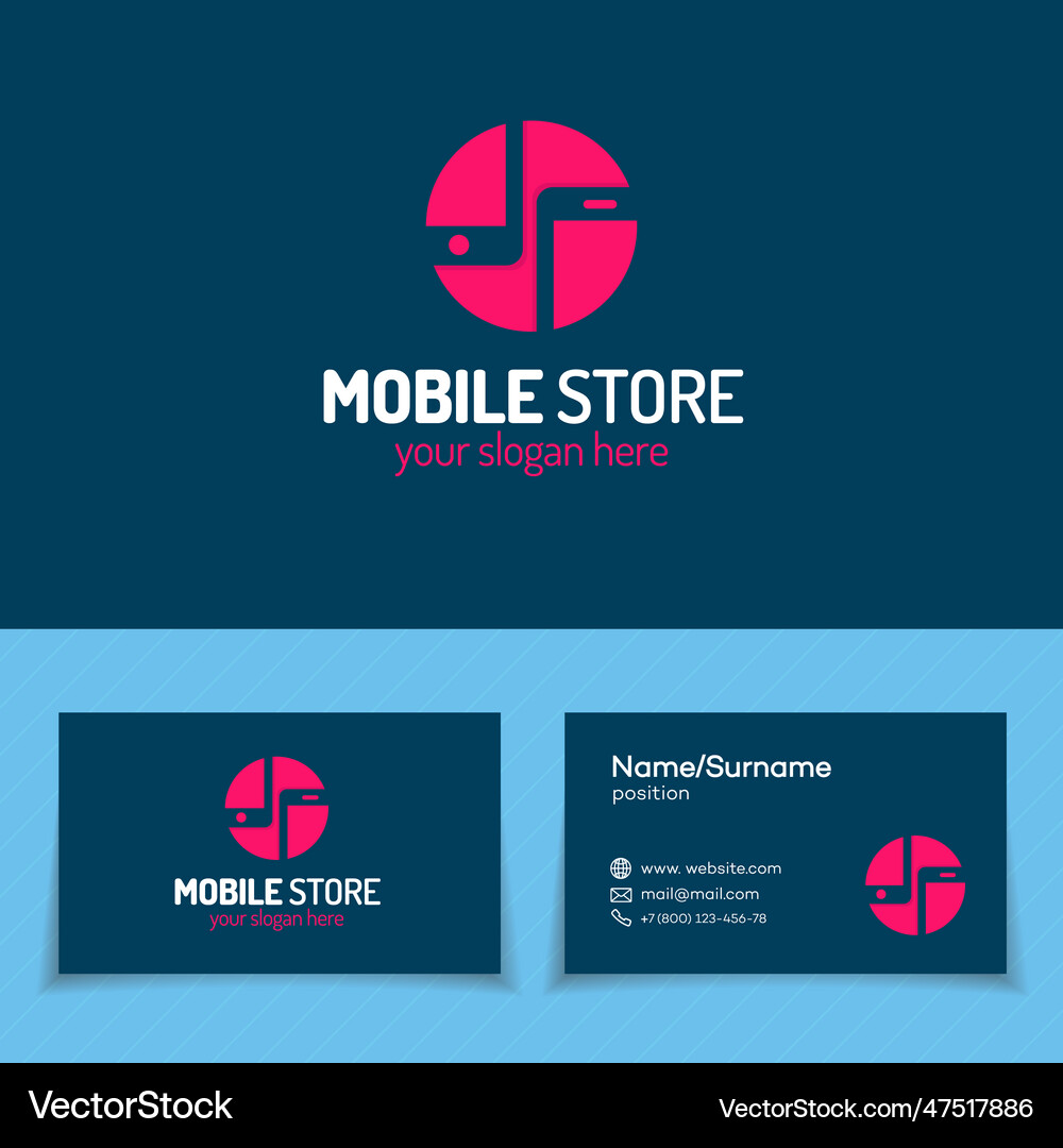 Mobile store logo set with silhouette two phone Vector Image