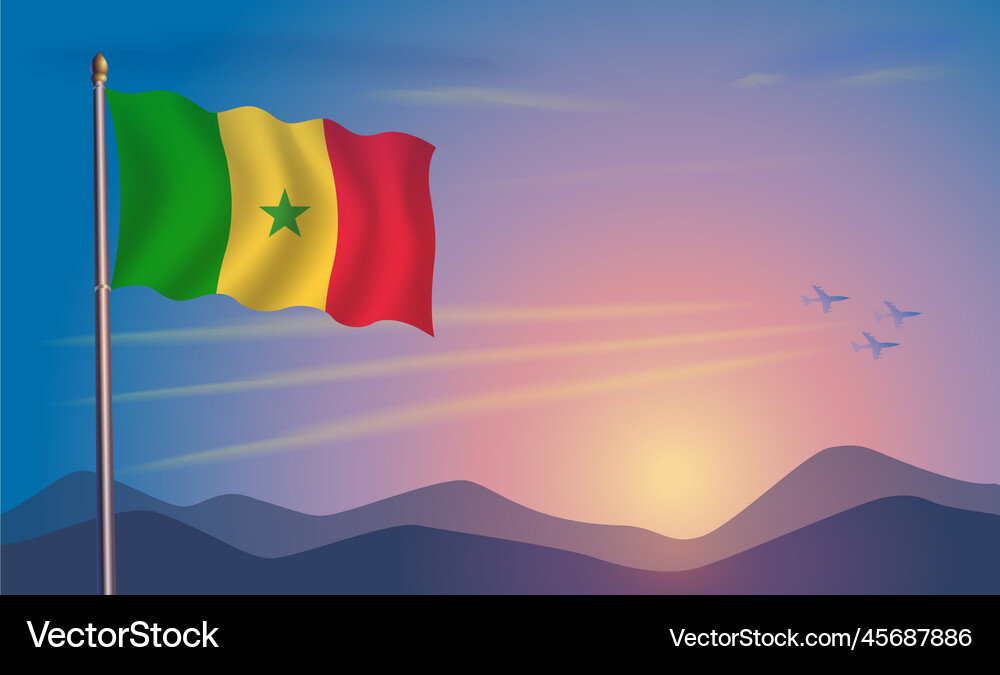 Senegal flag in the morning sun Royalty Free Vector Image