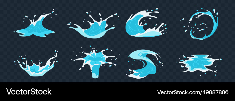 Set of liquid water splashes Royalty Free Vector Image