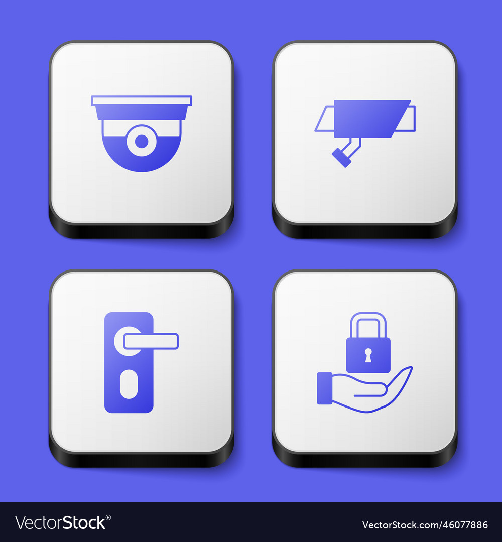 Set Security Camera Fingerprint Door Lock Vector Image