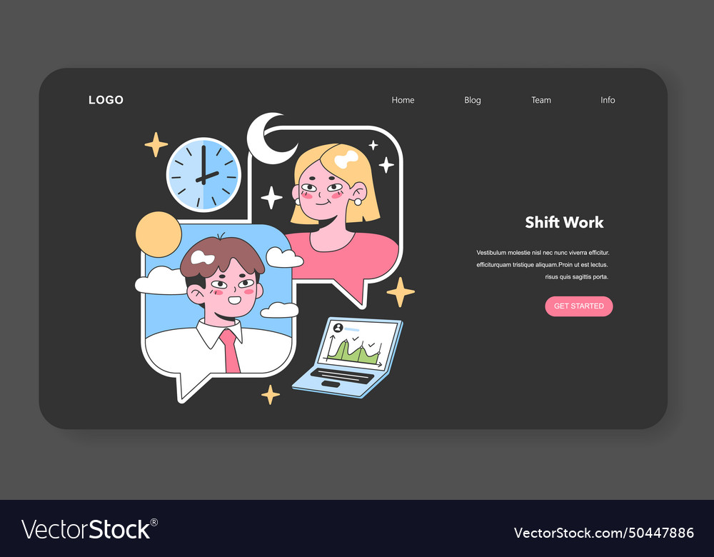 Shift work concept flat Royalty Free Vector Image
