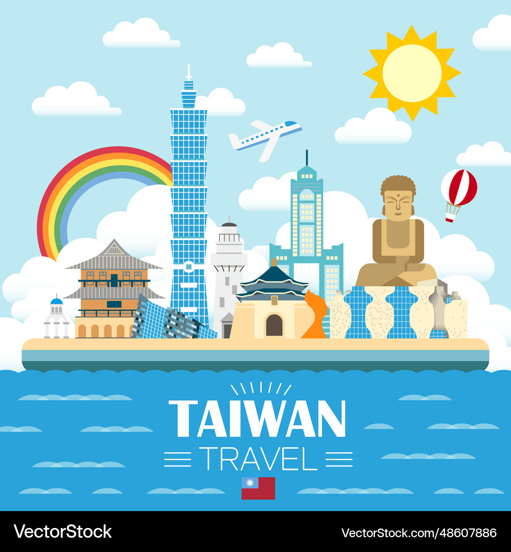 Taiwan travel poster design Royalty Free Vector Image