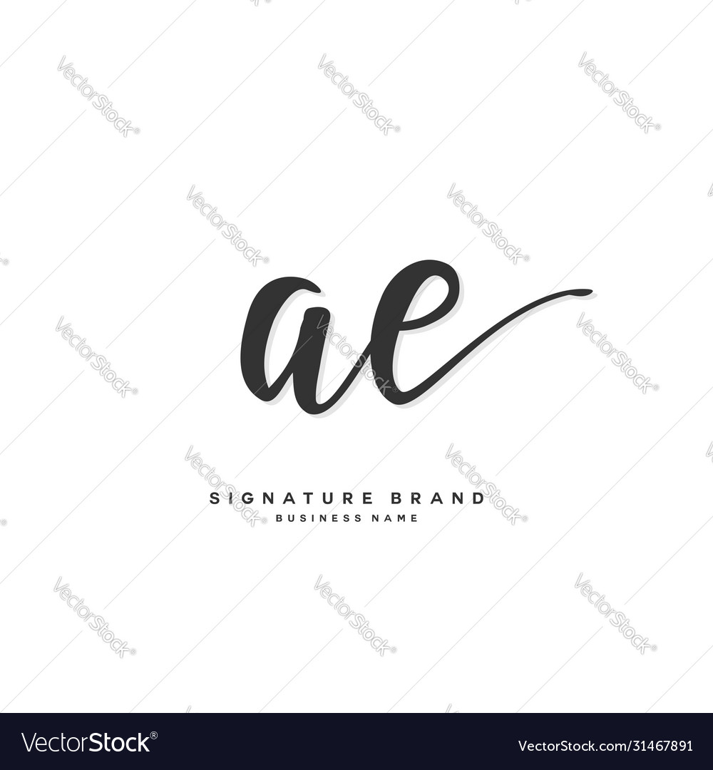 A e ae initial letter handwriting and signature Vector Image