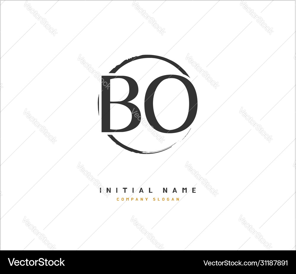 B o bo beauty initial logo handwriting Royalty Free Vector