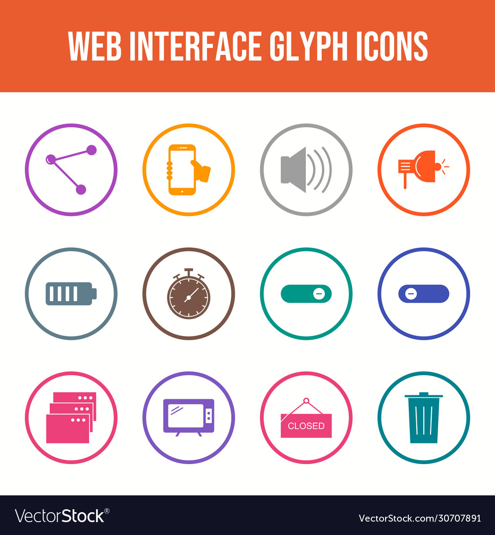 Beautiful Web Interface Icon Set Royalty Free Vector Image