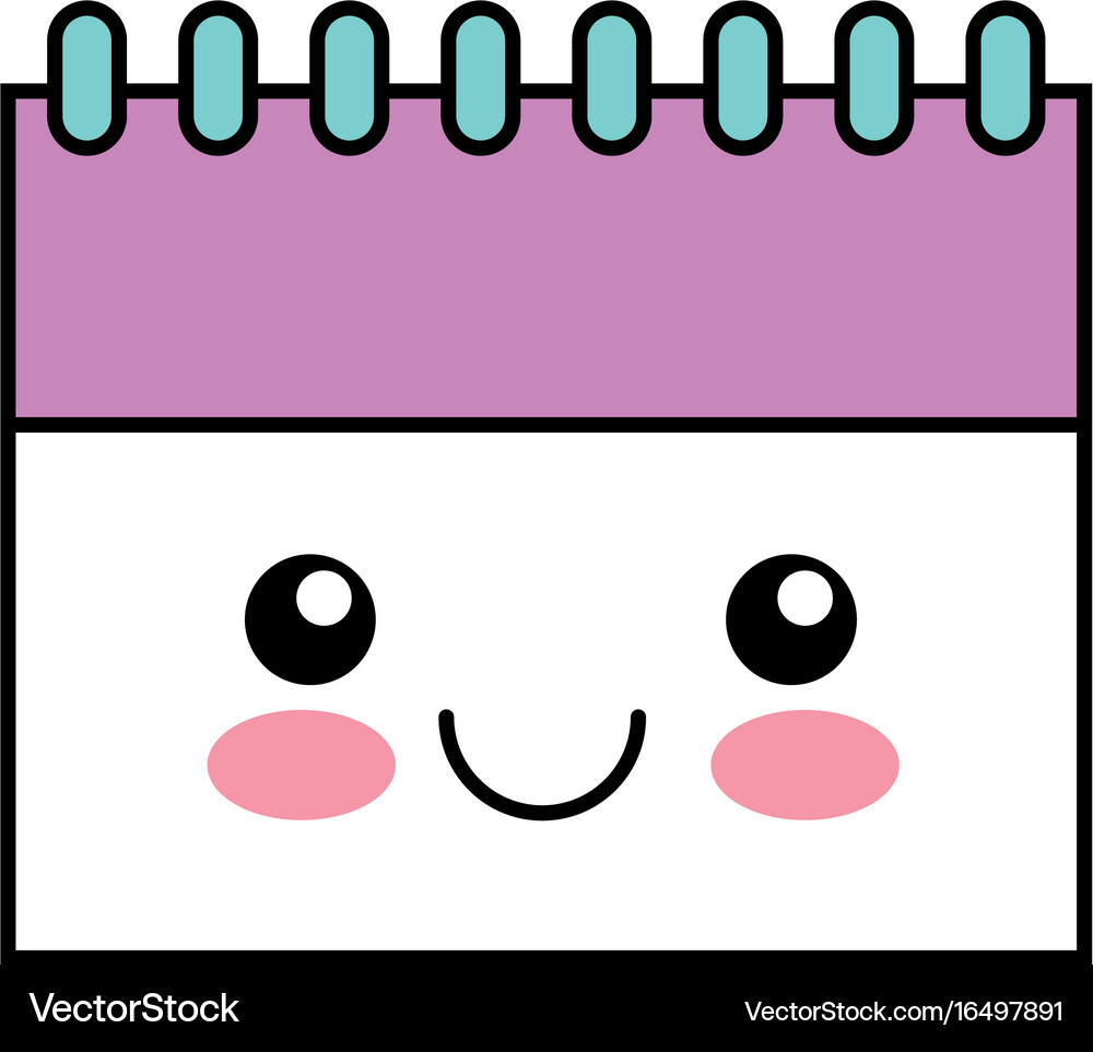 Calendar reminder kawaii character Royalty Free Vector Image