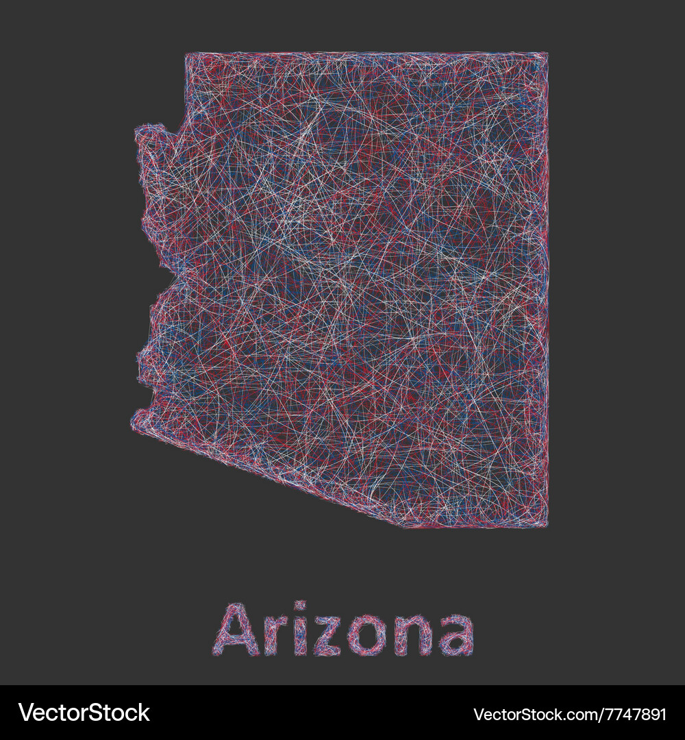 Colorful line art map arizona state Royalty Free Vector