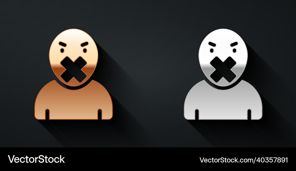 Gold and silver censor freedom of speech Vector Image