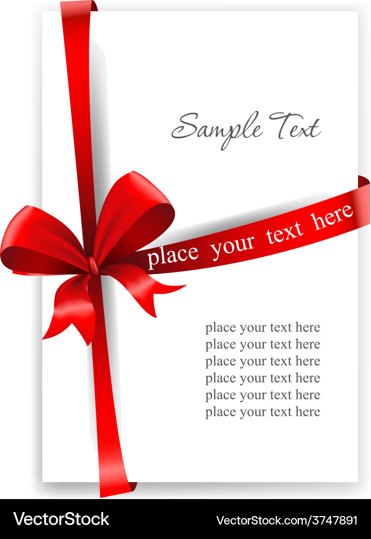 Greeting card with a red ribbon Royalty Free Vector Image