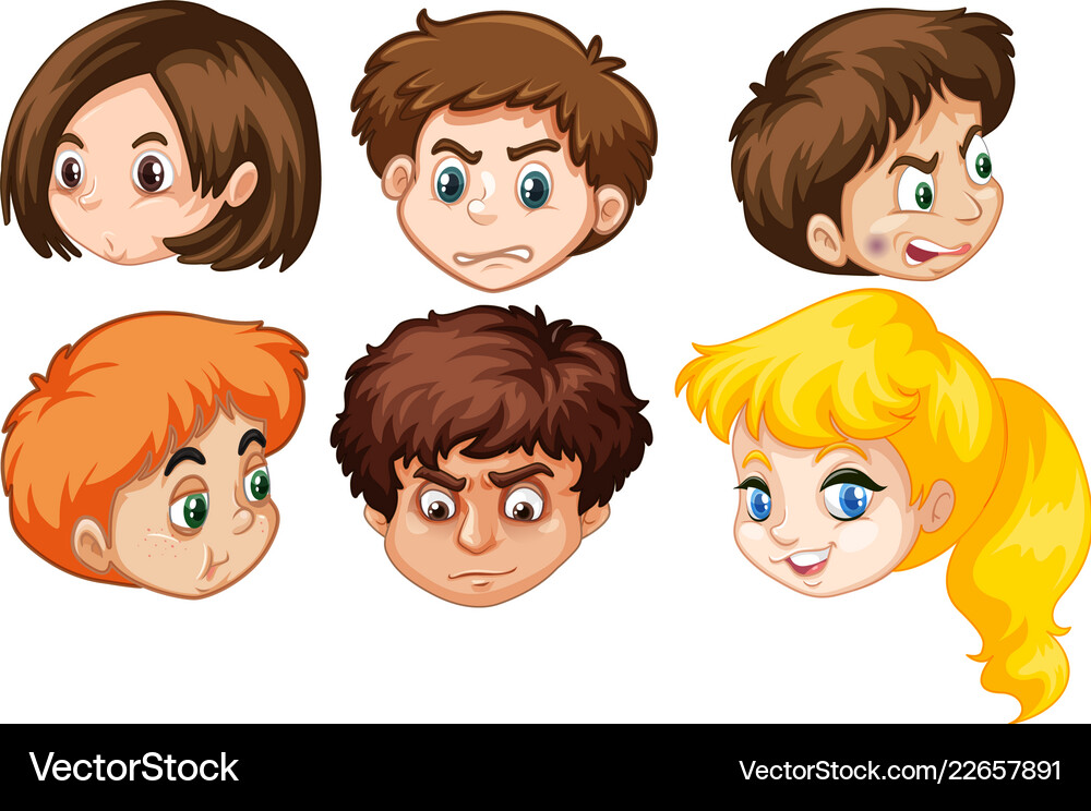 Group of human heads Royalty Free Vector Image