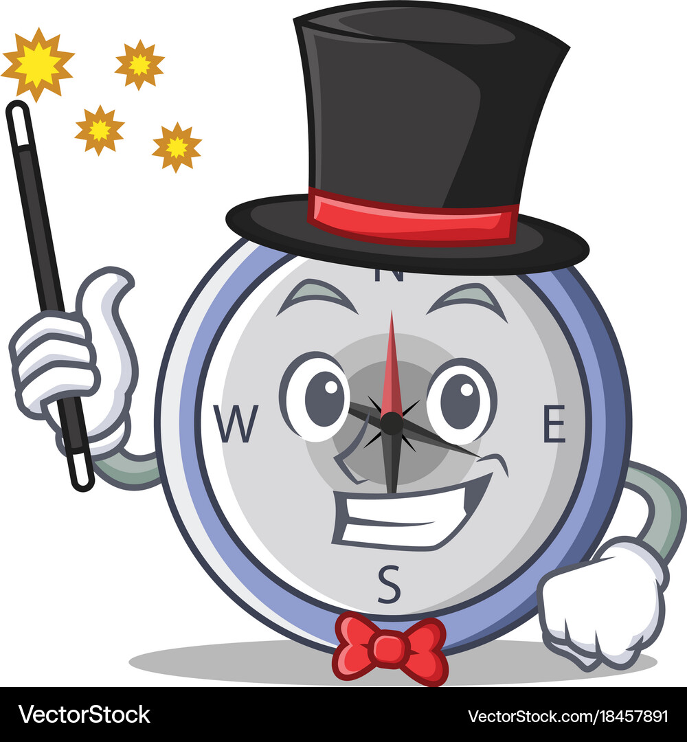 Magician compass character cartoon style Vector Image
