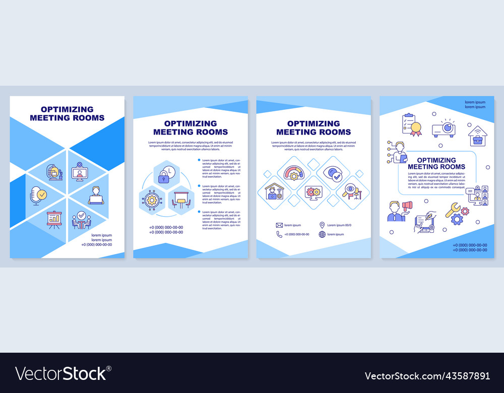 Optimizing meeting rooms blue brochure template Vector Image Optimizing meeting rooms blue brochure template Vector Image