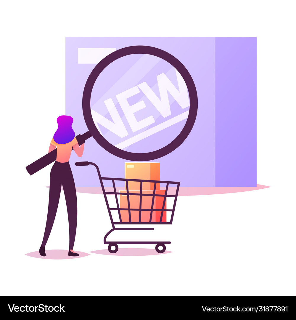 Product life cycle tiny customer female character Vector Image