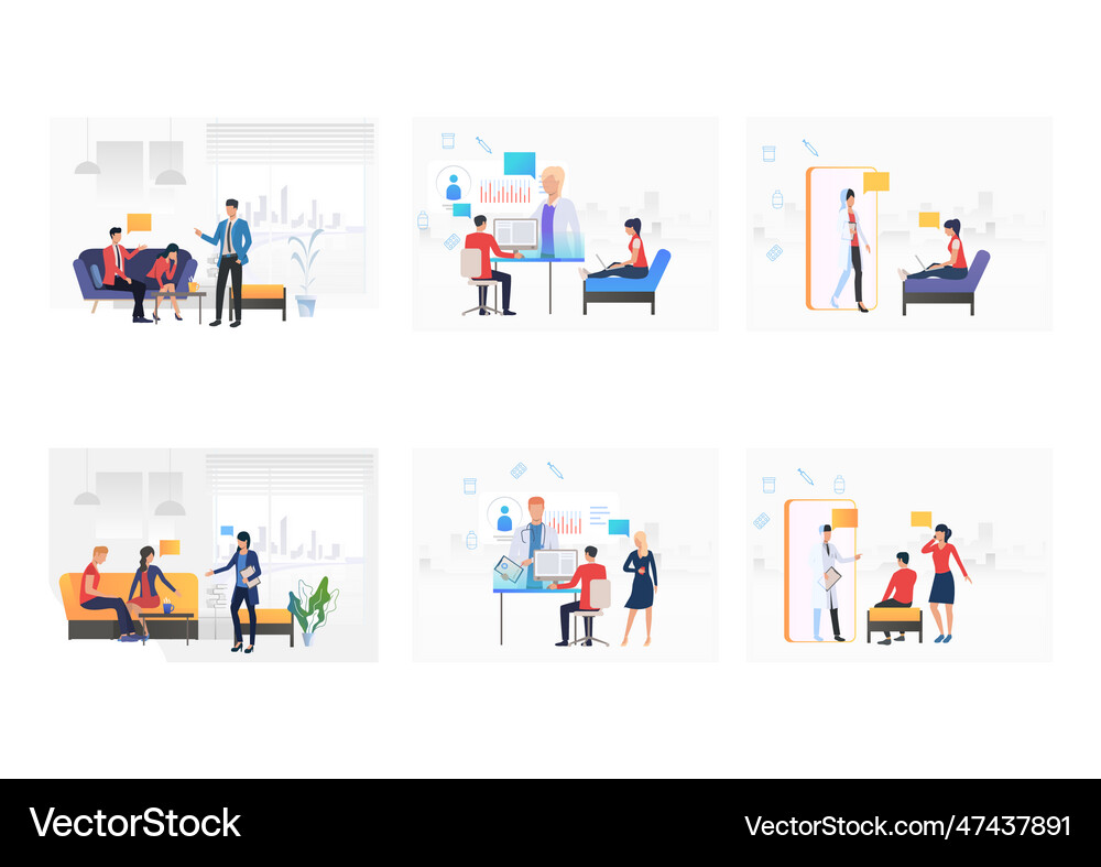 Set of consulting doctors Royalty Free Vector Image