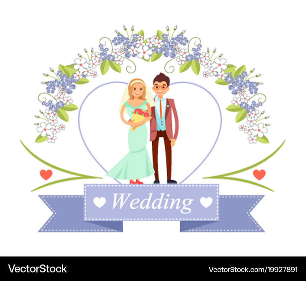 Wedding bride and groom poster Royalty Free Vector Image