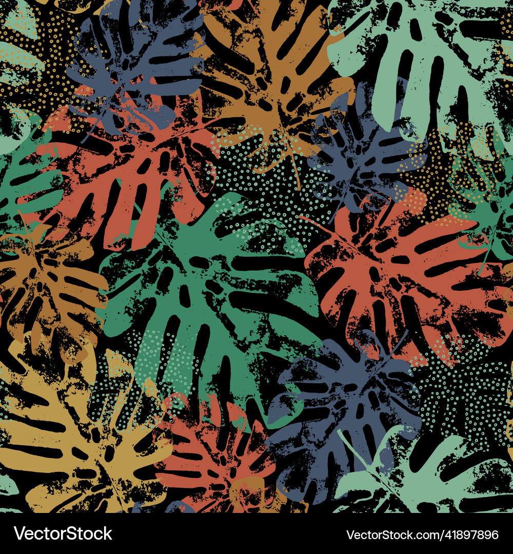 Abstract modern art with tropical leaves filled Vector Image