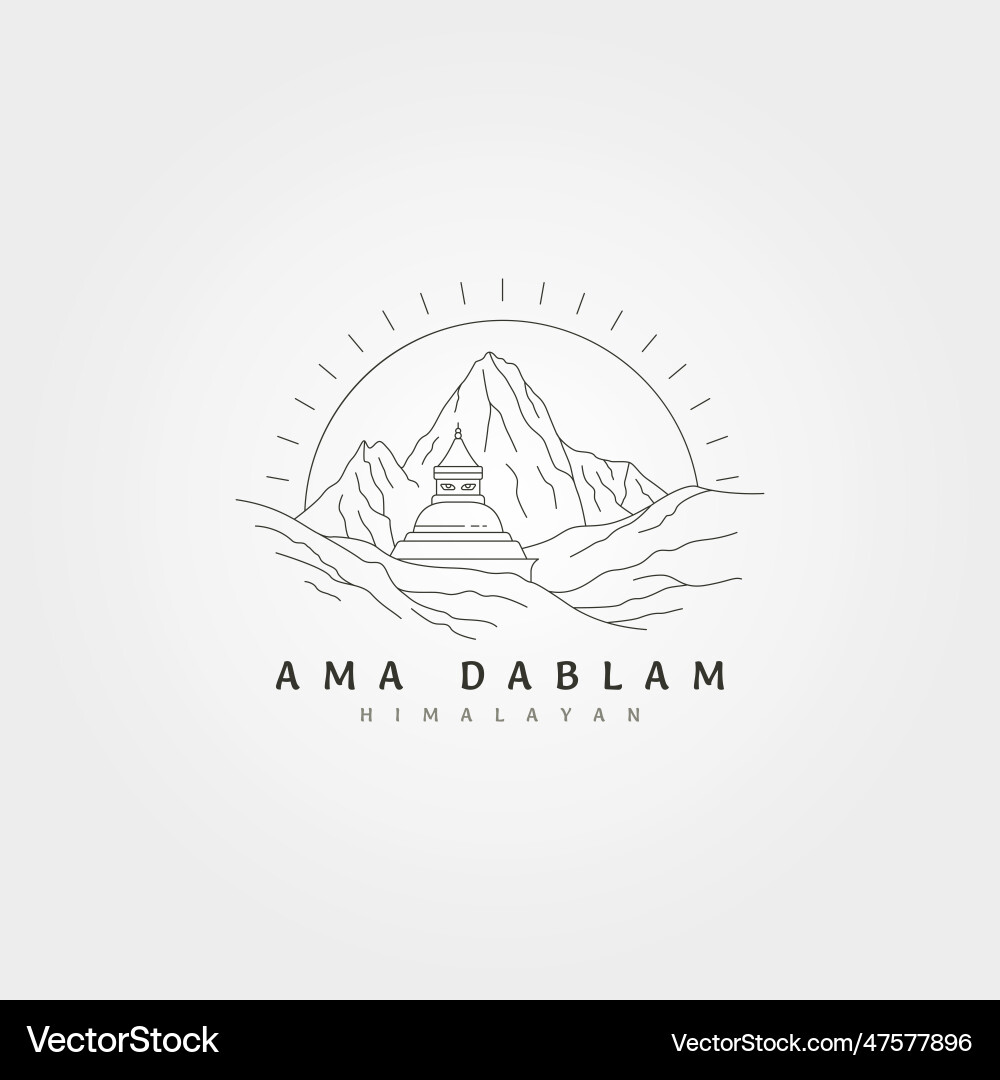 Ama dablam himalayan mountain line art logo Vector Image