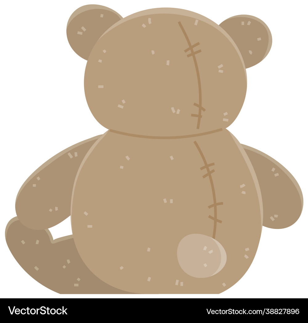 Brown bear children s soft toy back view teddy Vector Image