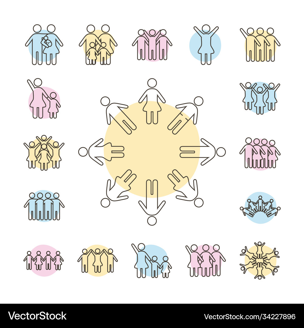 Bundle community and family figures in white Vector Image