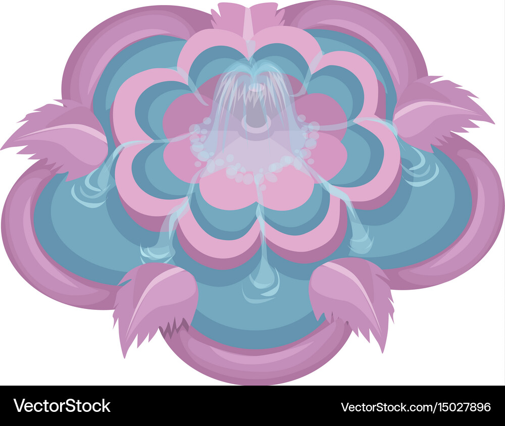 Colorful water fountain with floral elements Vector Image