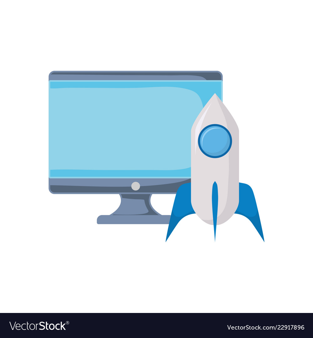Computer rocket on white background Royalty Free Vector