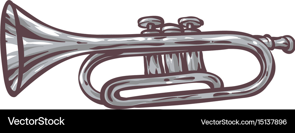 Gray trumpet isolated on a white Royalty Free Vector Image