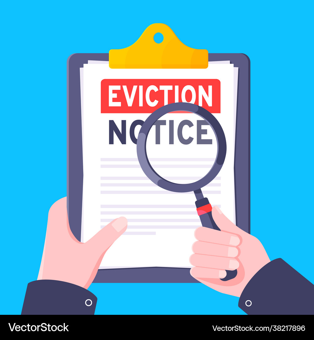 Hand holds eviction notice legal document Vector Image