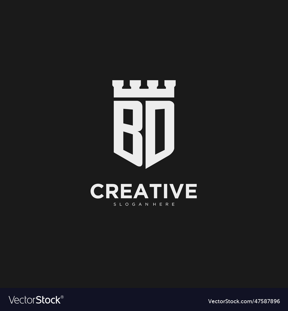 Initials bd logo monogram with shield Royalty Free Vector