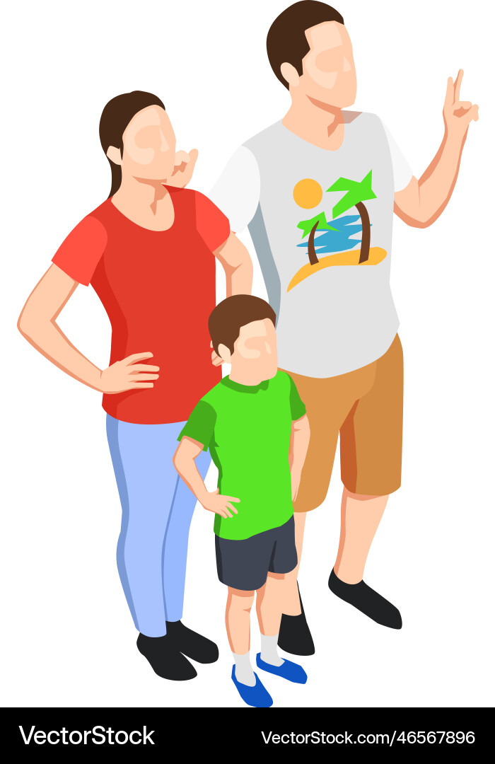 Isometric family photo Royalty Free Vector Image