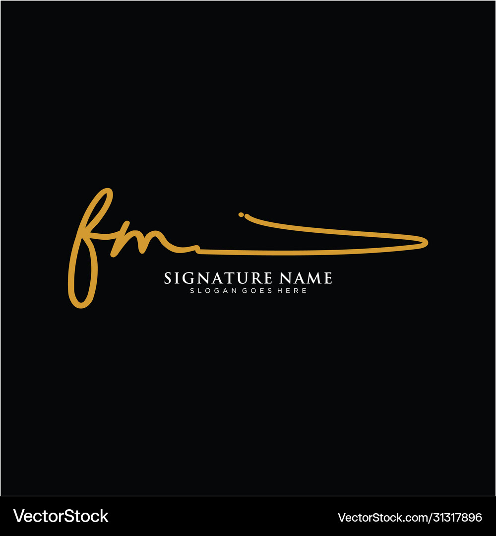 Letter fm signature logo template Royalty Free Vector Image