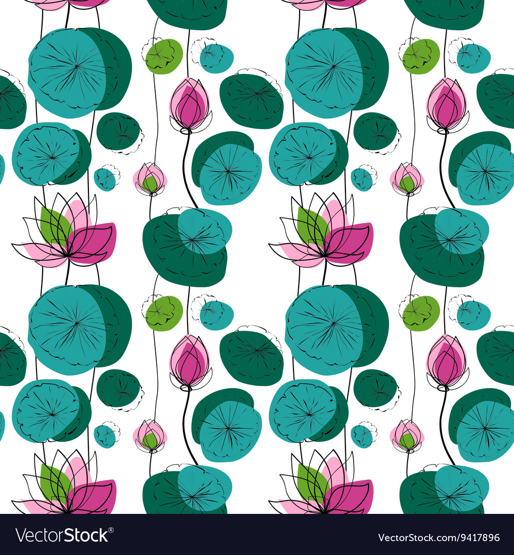 Lotus seamless pattern Royalty Free Vector Image