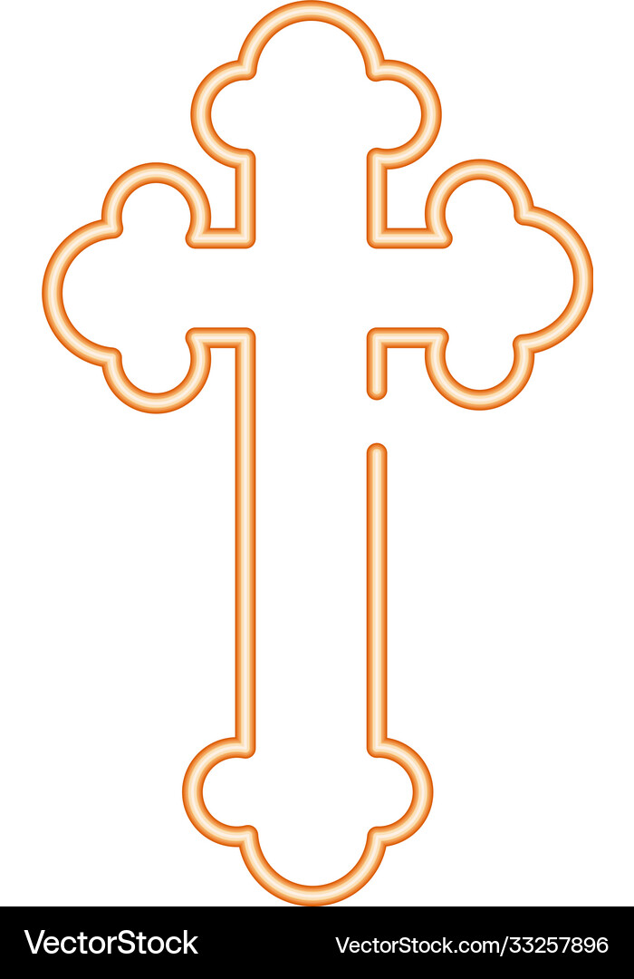 Religious cross symbol neon style icon Royalty Free Vector